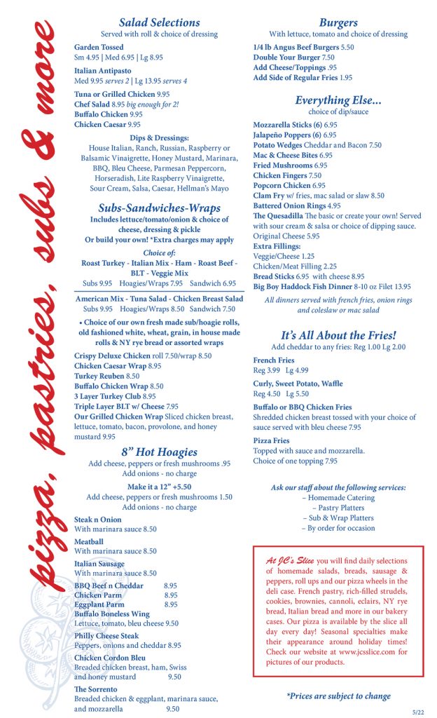 Our Menu | JC's Slice