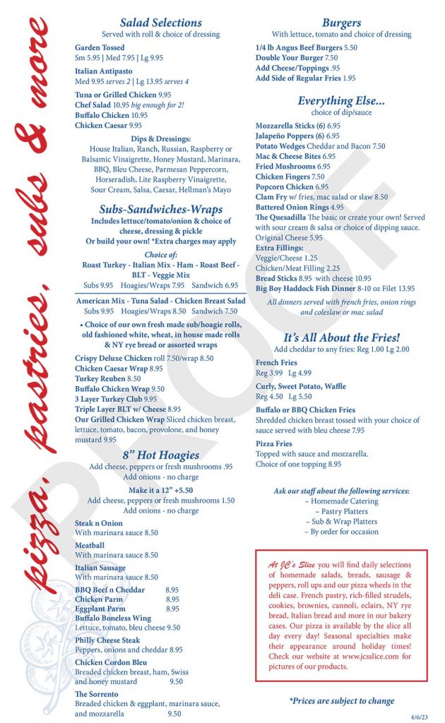 Our Menu | JC's Slice